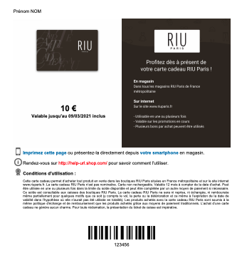 Utiliser votre carte cadeau RIU Paris – Centre d'Aide